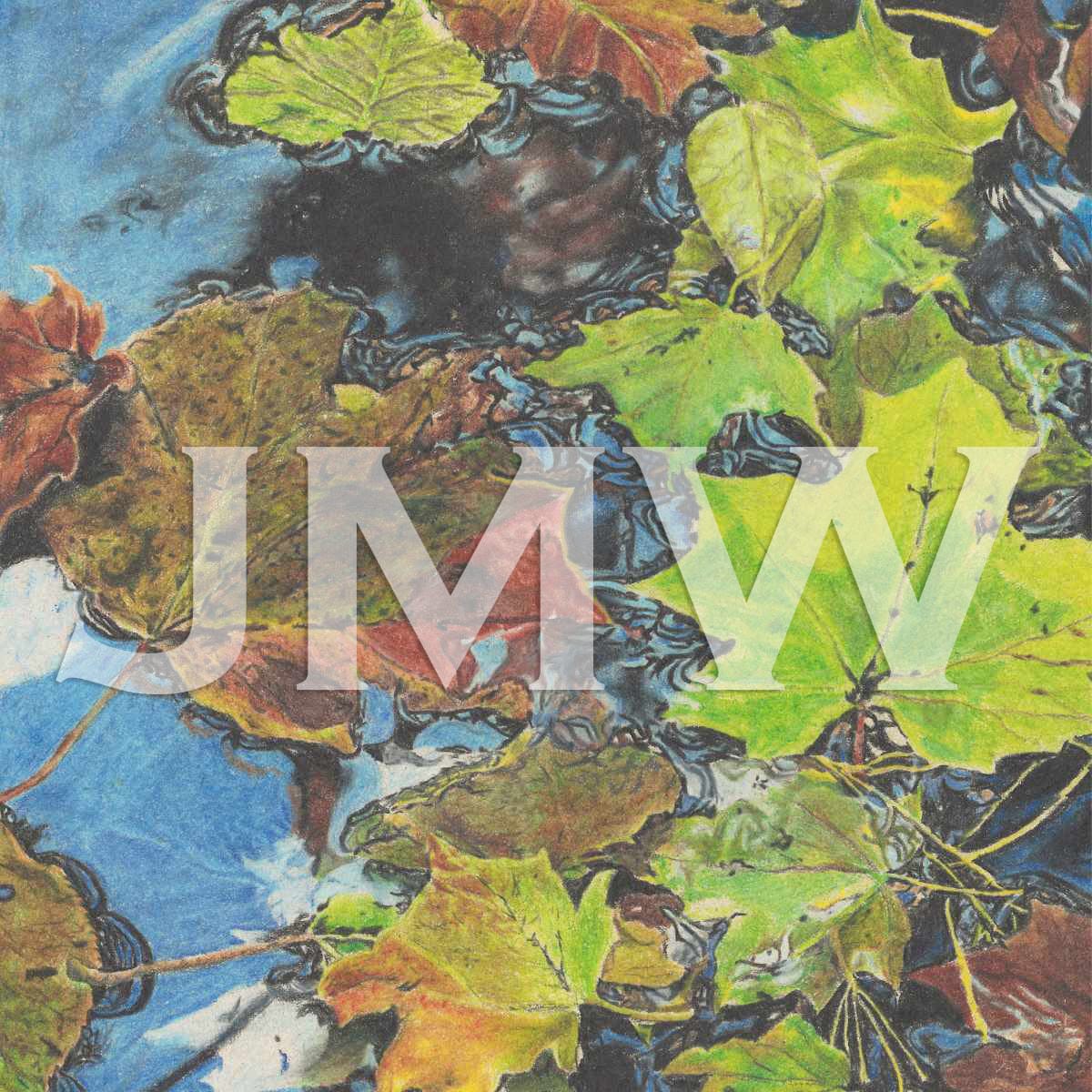 Printable Colored Pencil Autumn Leaves Drawing, Nature Art Print ...