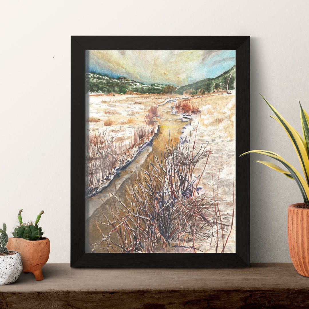 Printable Watercolor River Painting, Nature Art Print, Digital Download ...