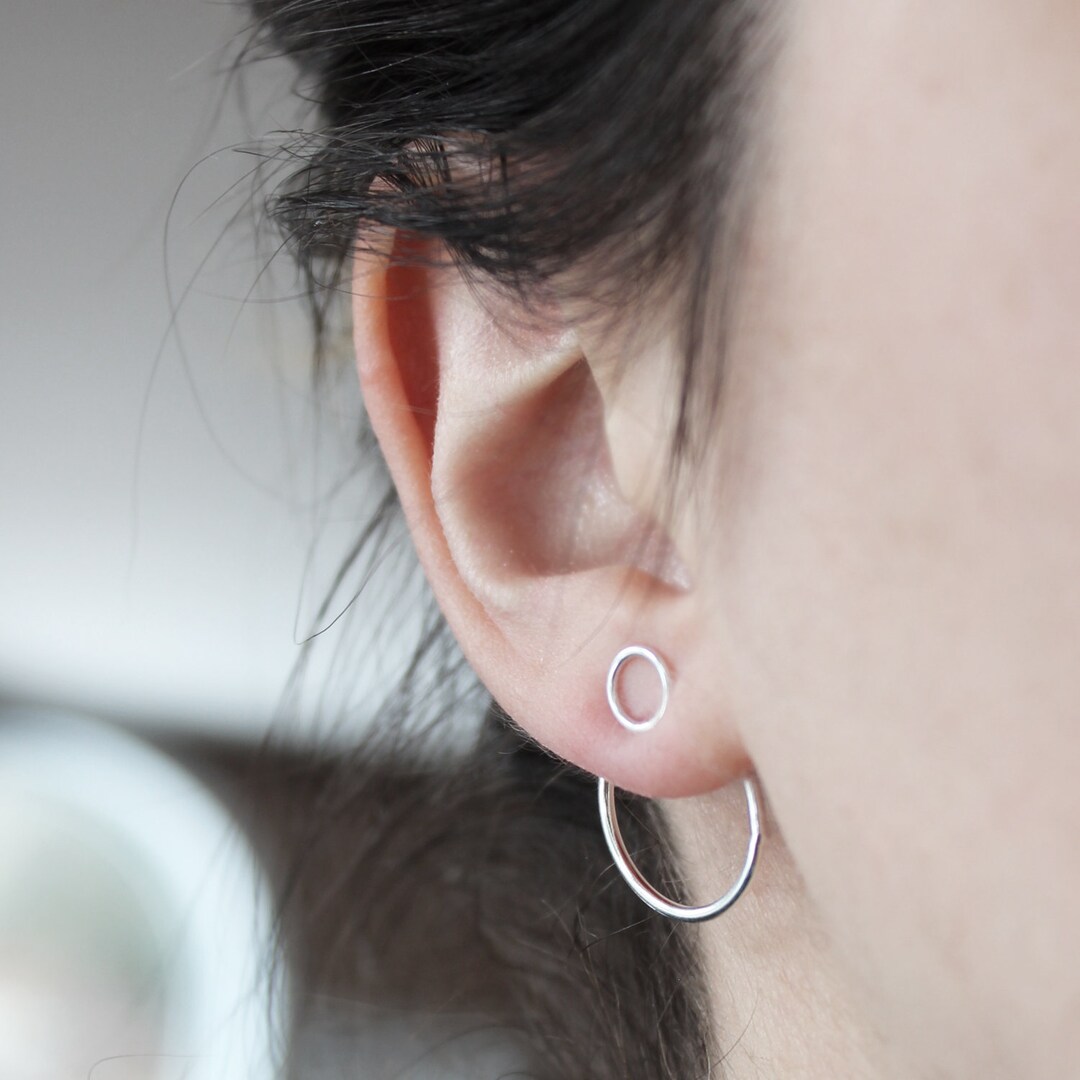 Circle Ear Jackets - Sterling Silver Earrings - Etsy