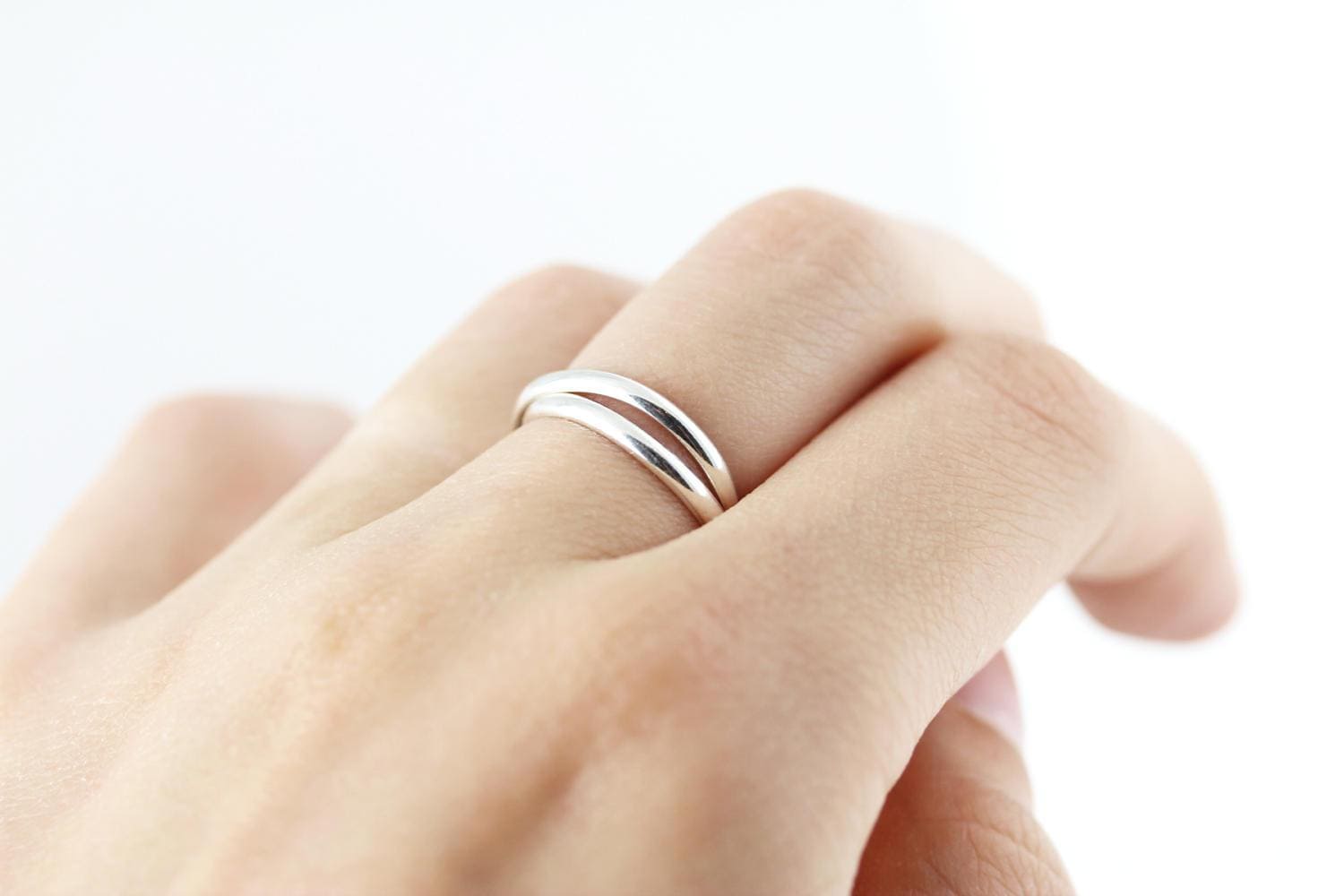 Double Interlocked Ring Recycled Sterling Silver Ring - Etsy