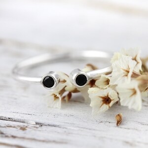 Double Gemstone Open Ring - Recycled Sterling Silver Ring (black) - Etsy