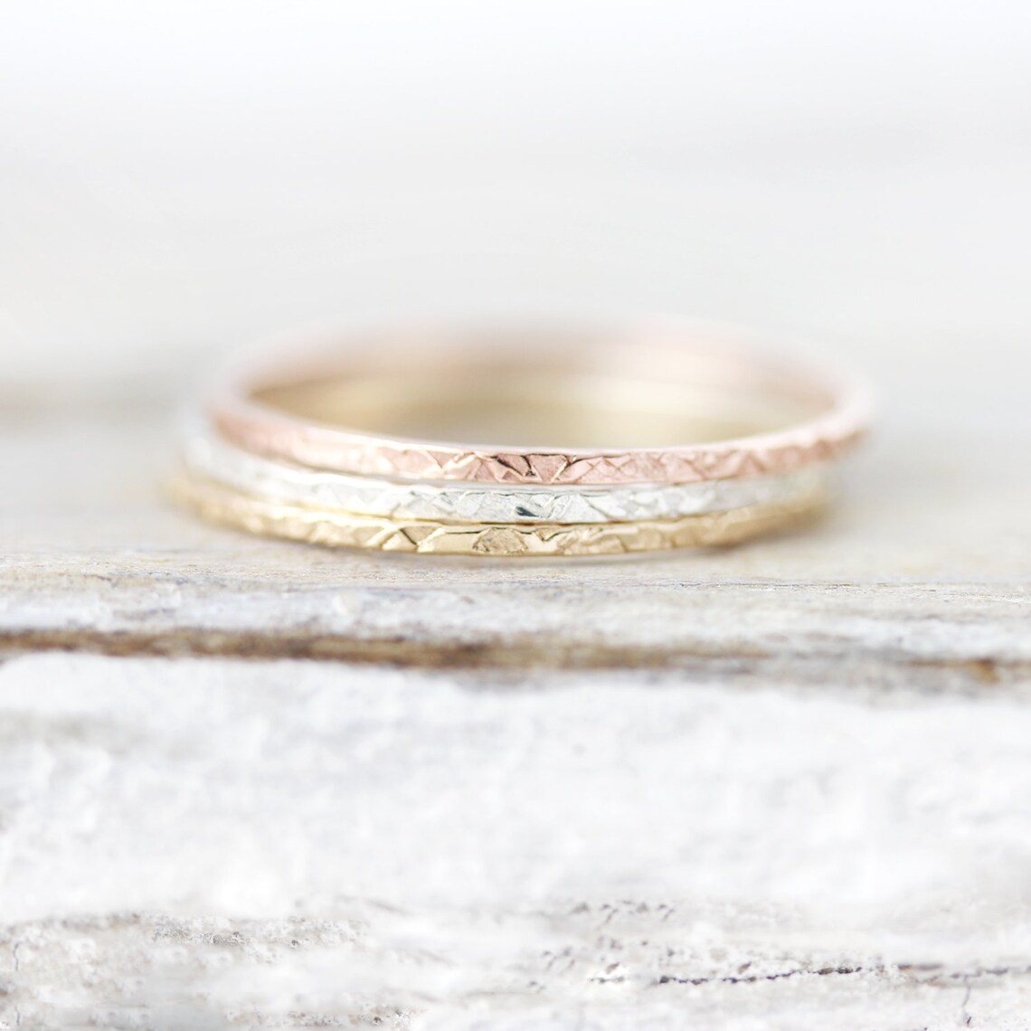 Extra Thin Imprinted Stacking Ring Square Edge Ring in - Etsy