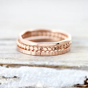 Set of 3 Textured Stacking Rings - Sterling Silver or Gold Filled - Etsy