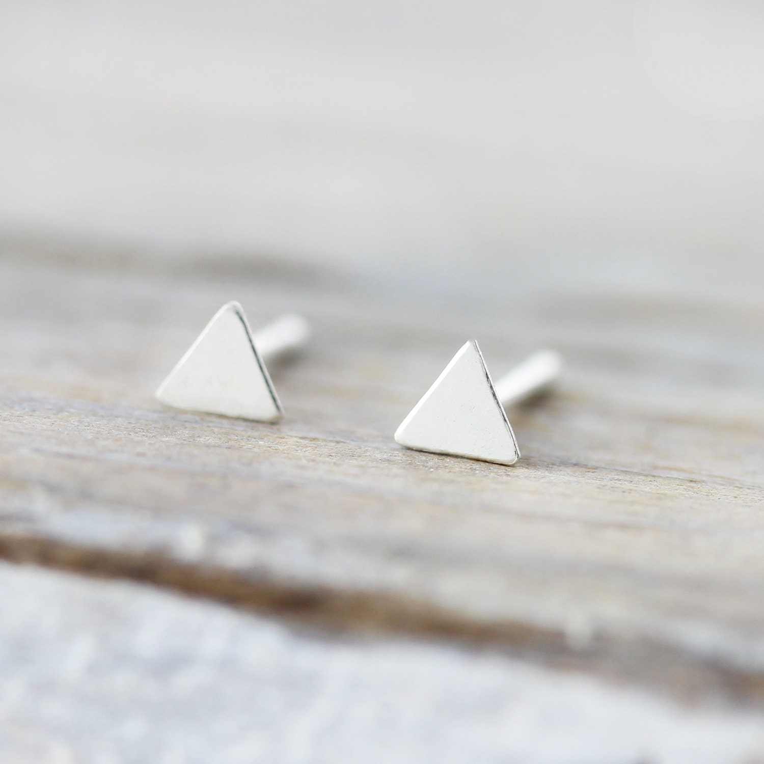 Mini Triangle Earrings - Sterling Silver Earrings - Etsy