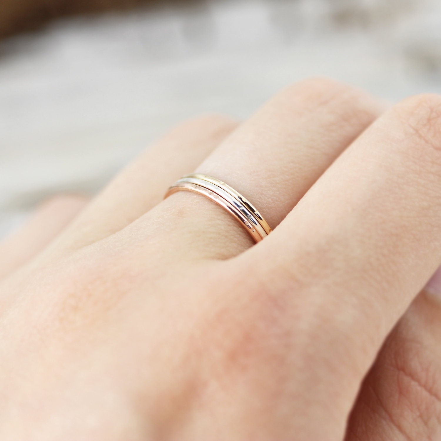 Thin Notched Stacking Ring in Sterling Silver or Gold Filled 1mm - Etsy
