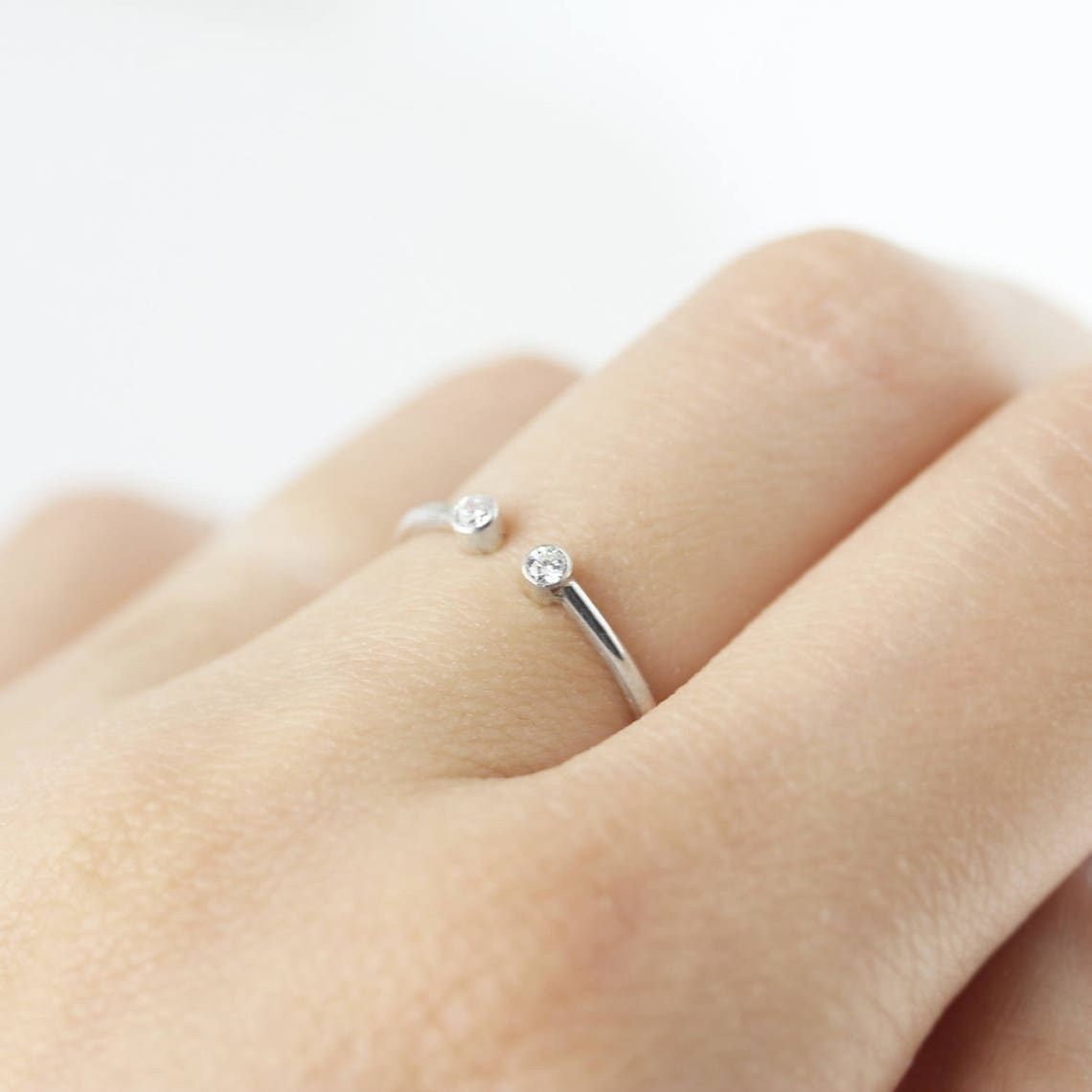 Double Gemstone Open Ring - Recycled Sterling Silver Ring - Etsy Canada