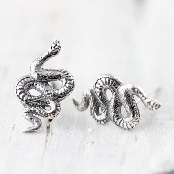 Silver Snake Earrings - Etsy