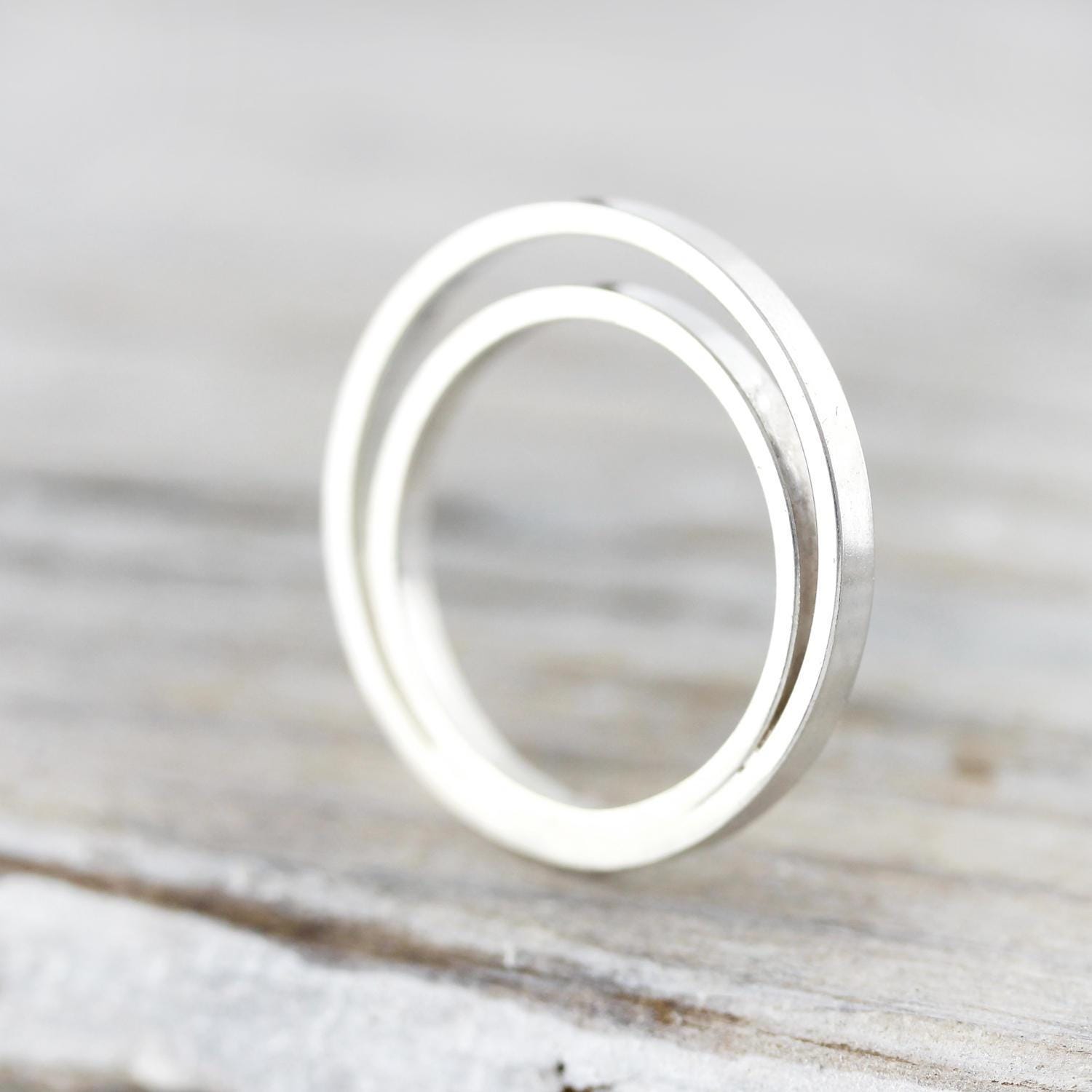 Eclipse double layered ring recycled sterling silver ring | Etsy