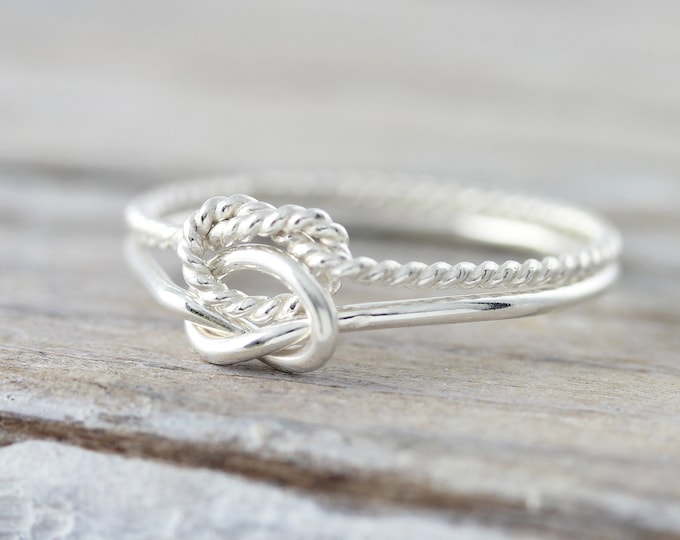 Double Rope Knot Ring, Knot Rings, Minimalist Love Rings, Tie the Knot ...