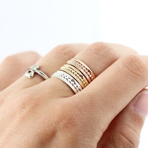 Set of 3 Textured Stacking Rings - Sterling Silver or Gold Filled - Etsy