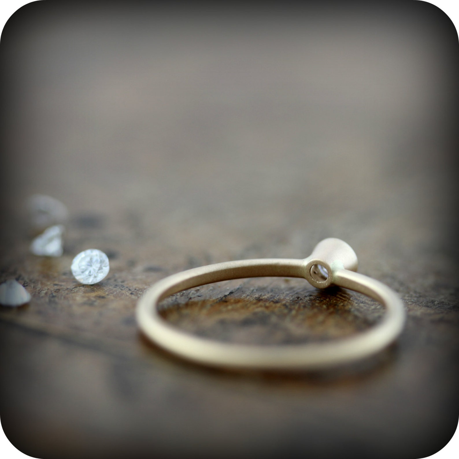 Recycled 14K Gold and Diamond Engagement Ring 0.10ct Bezel | Etsy