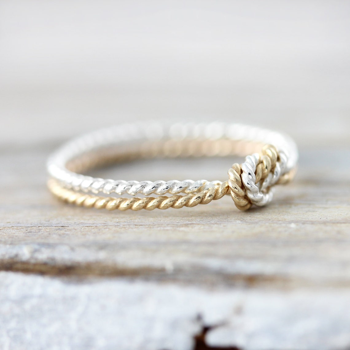 Two Strand Twisted Knot Ring Silver and Gold Filled Ring - Etsy