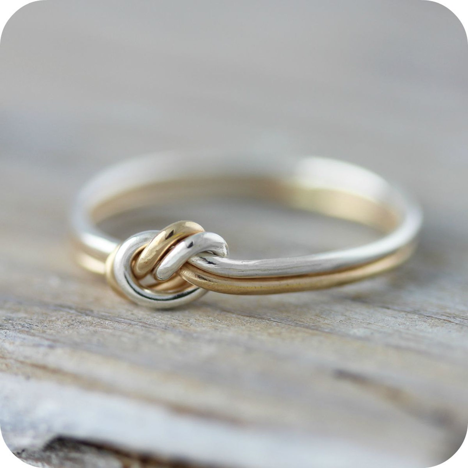 Two Strand Knot Ring Silver and Rose or Yellow Gold Filled | Etsy