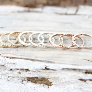 Set of 3 Textured Stacking Rings - Sterling Silver or Gold Filled - Etsy