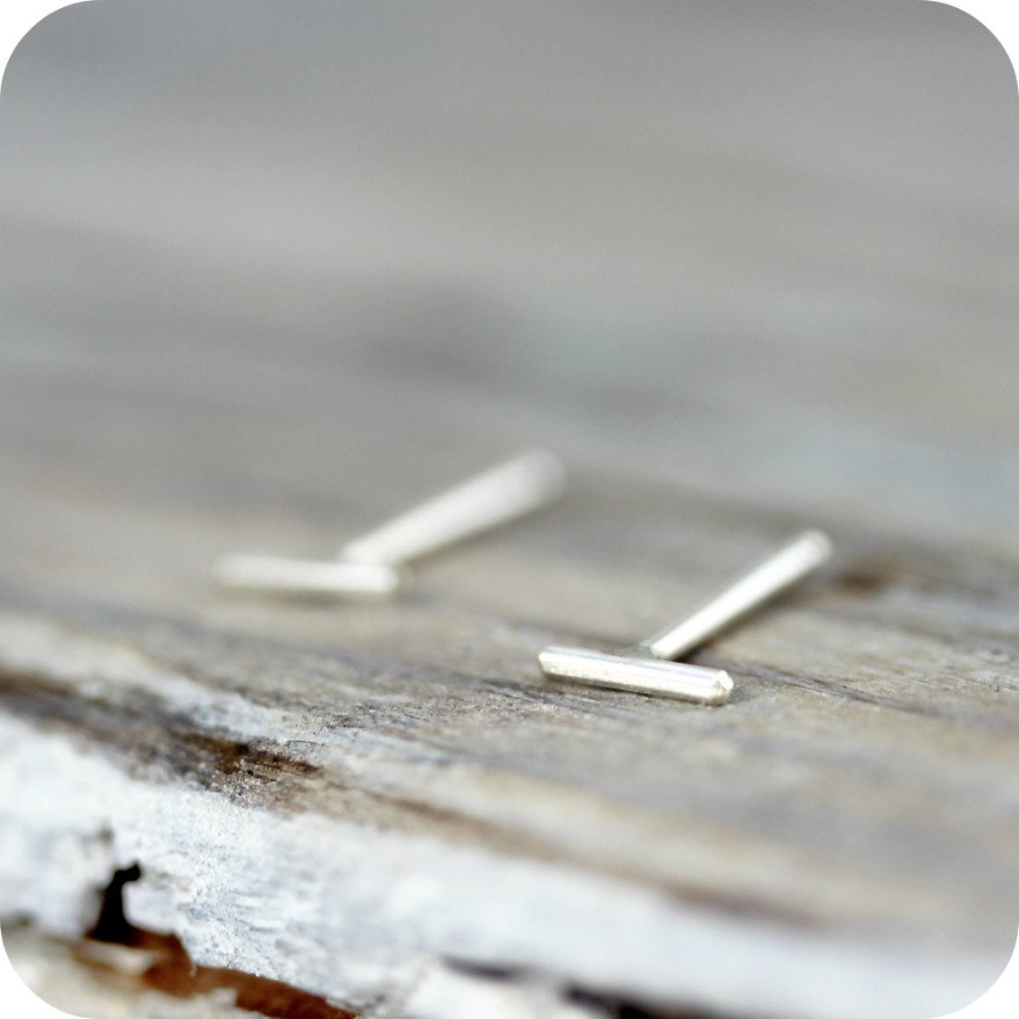 Thin Line Earrings Silver Dash Studs Silver or Gold Filled - Etsy UK