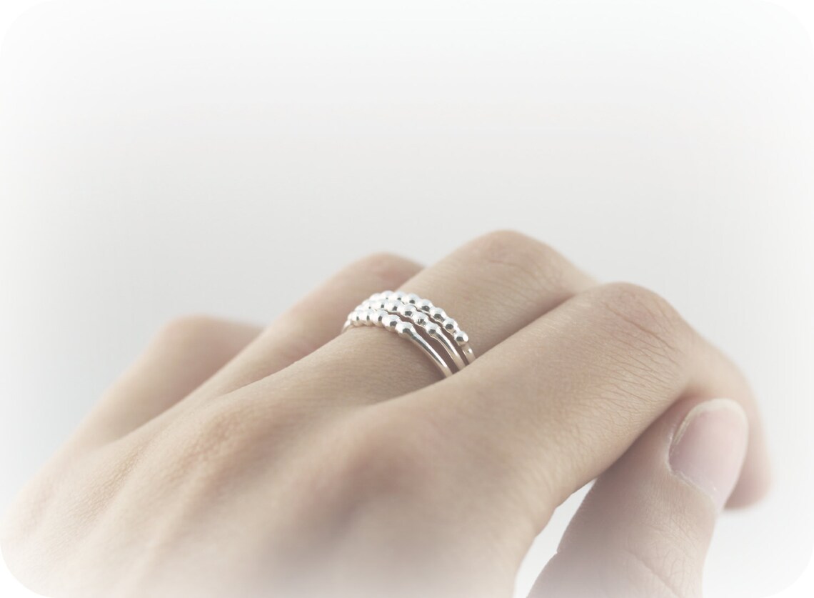 Anniversary Ring or Best Friends Ring Beaded Sterling Silver - Etsy