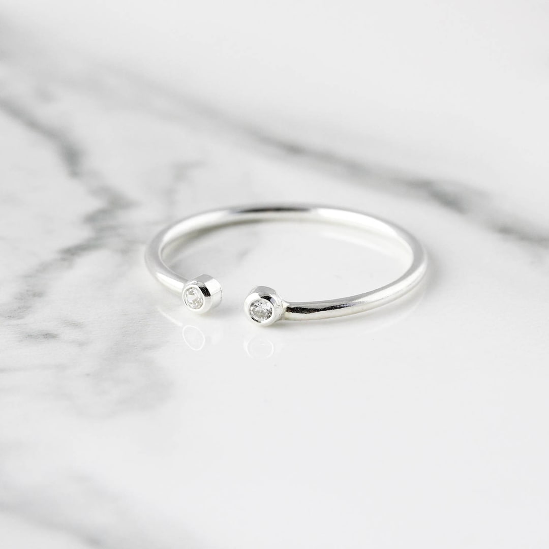 Double Gemstone Open Ring - Recycled Sterling Silver Ring - Etsy Canada