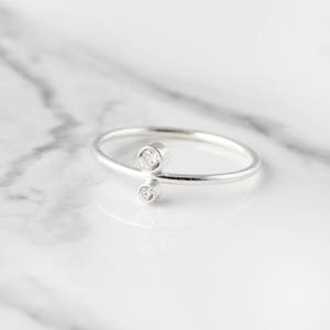 Double Gemstone Ring - Recycled Sterling Silver Ring - Etsy