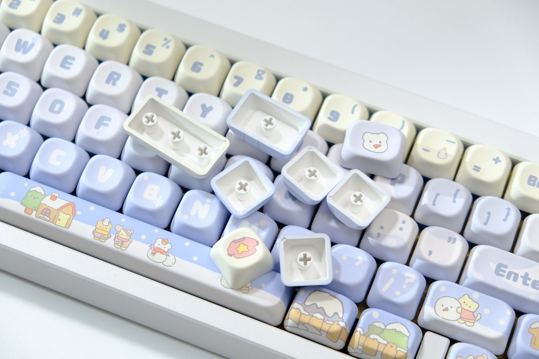 Cute Winter Wonderland Themed Keycaps PBT 130 Set QX3 Profile for ...