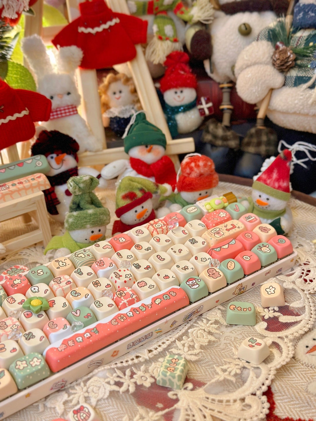 Christmas Festive Themed Keycaps PBT 139 Set MOA Profile for Mechanical ...