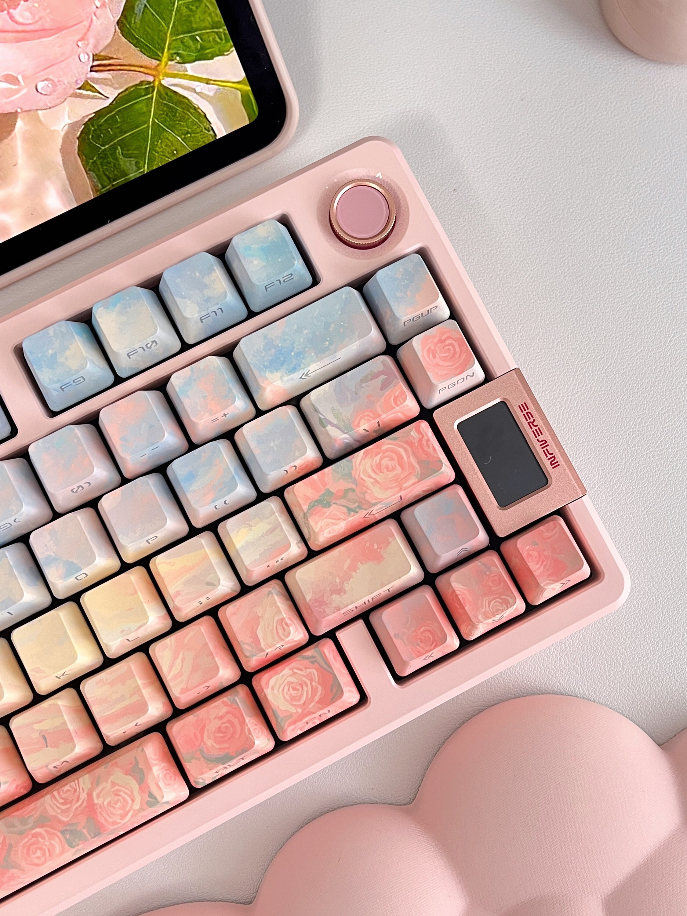 Floral Series Sea of Rose Themed Keycaps PBT 133 Set OEM Profile for ...
