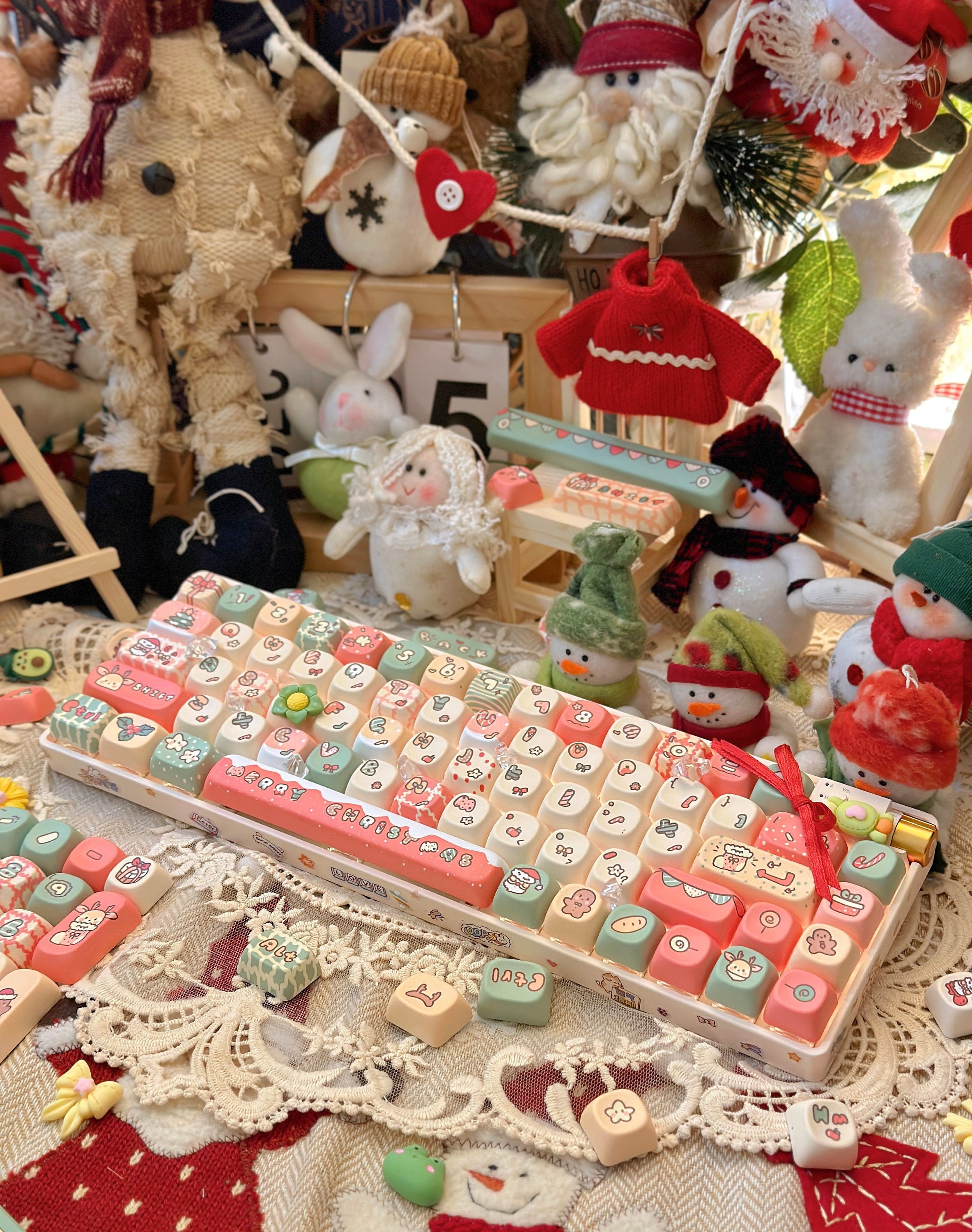Christmas Festive Themed Keycaps PBT 139 Set MOA Profile for Mechanical ...