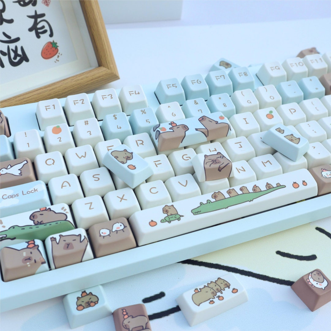 Cute Capybara Themed Keycaps PBT 138 Set MDA Profile for Mechanical ...