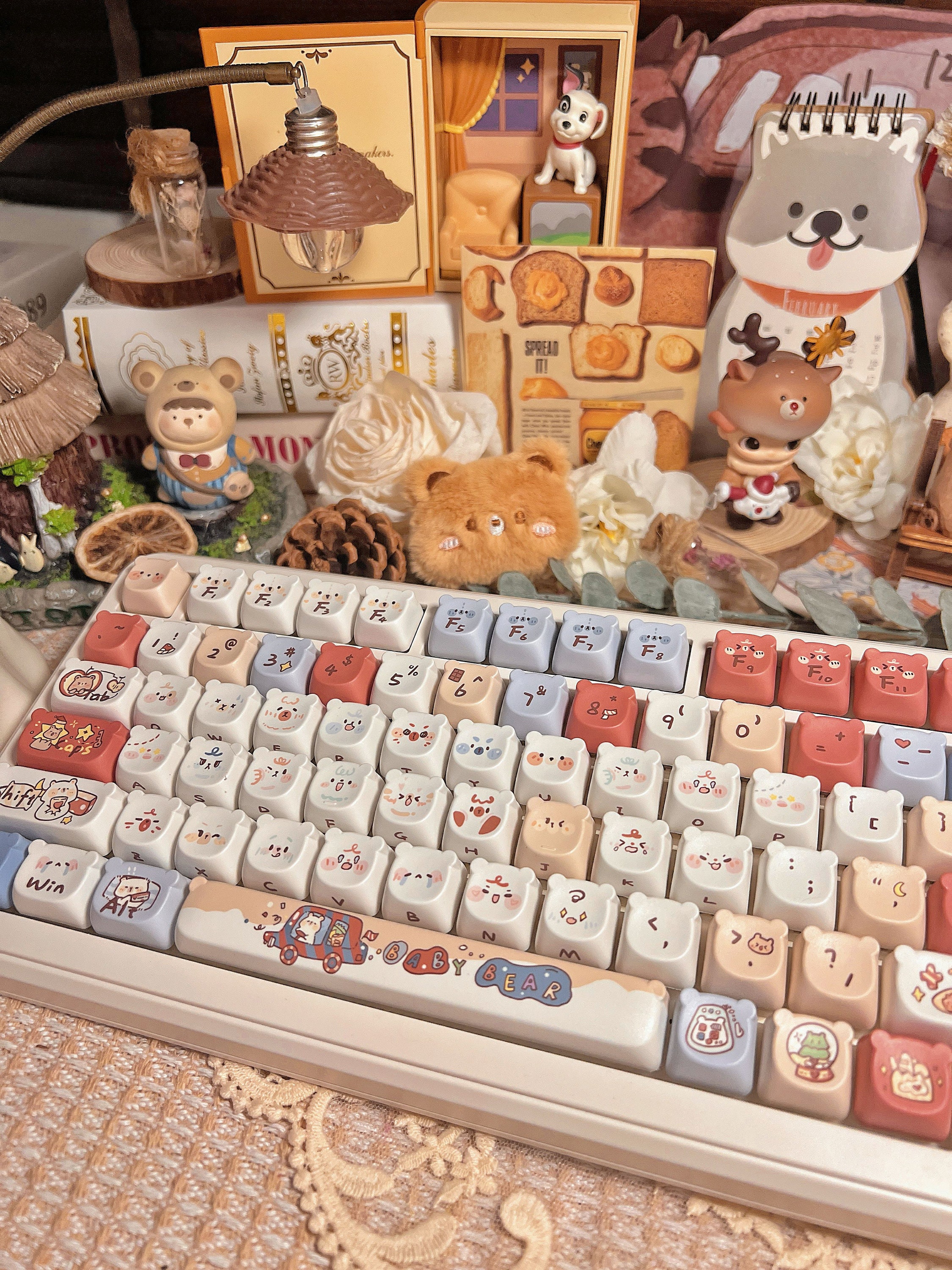 Kawaii Gaming Baby Bear Themed Keycaps PBT 130 Set EAO Profile for ...