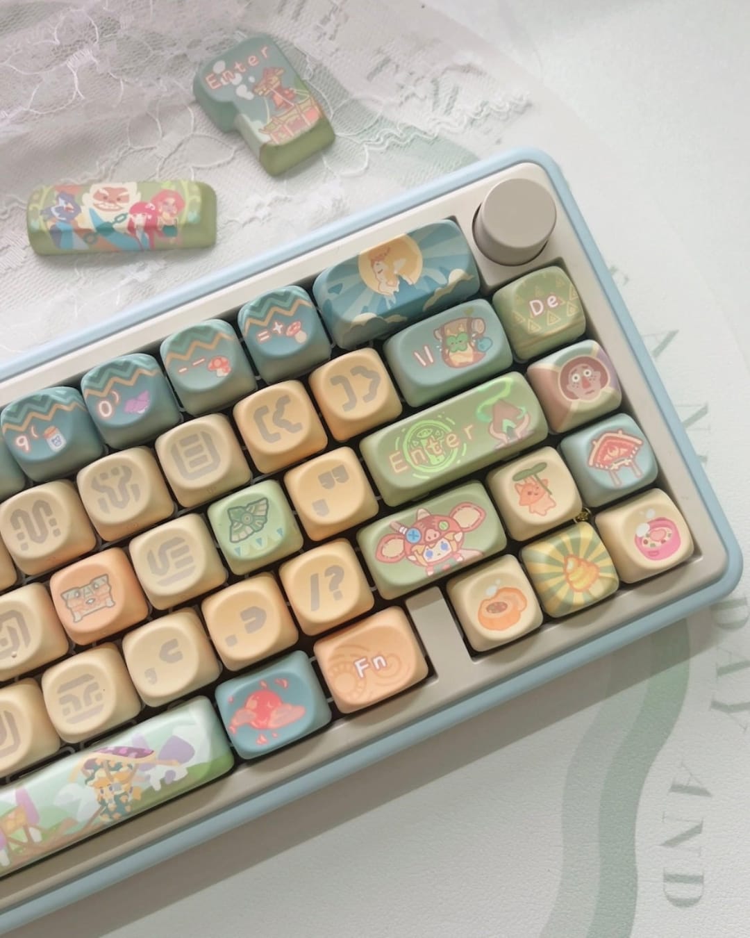 Kawaii Gaming Cute Zelda Inspired Themed Keycaps PBT 142 Set SOA Profile for Mechanical ...