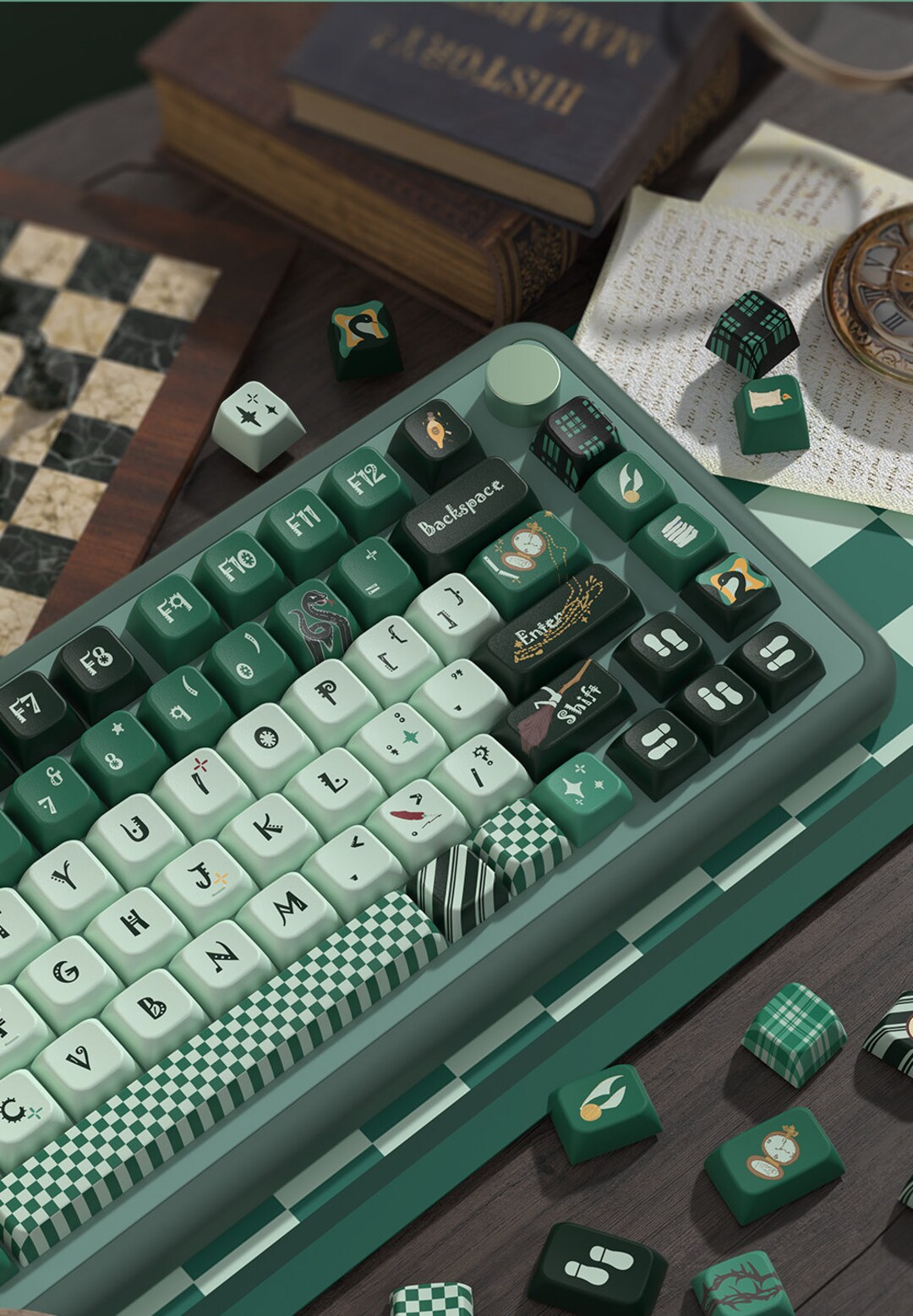 Harry Potter Inspired Slytherin Themed Keycaps PBT 158 Set MDA or ...