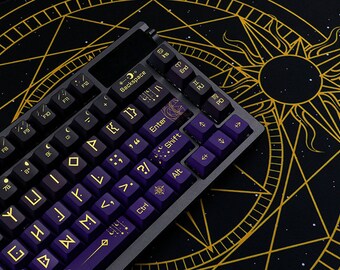 Kawaii Gaming Astrology Starry Night Themed Keycaps PBT 130 Set OEM ...