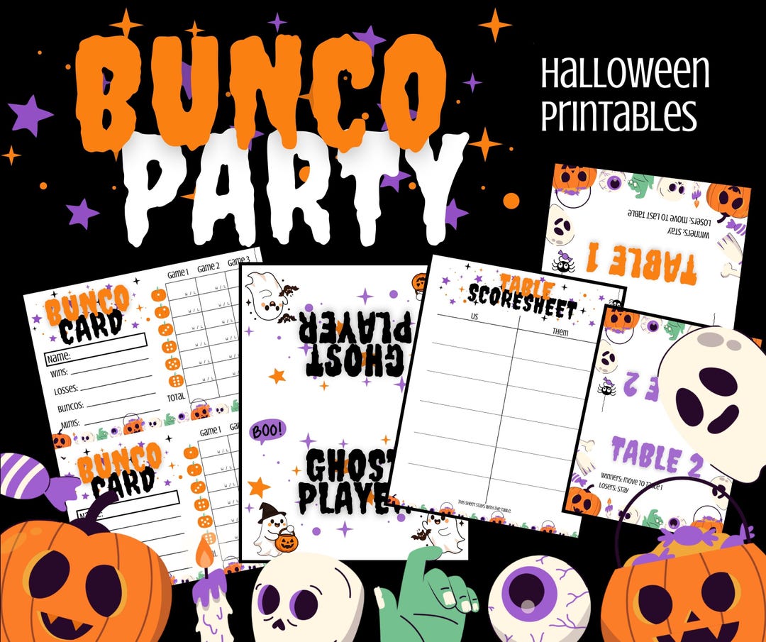 Halloween October Bunco Party Printables | Scorecard, Table Cards ...