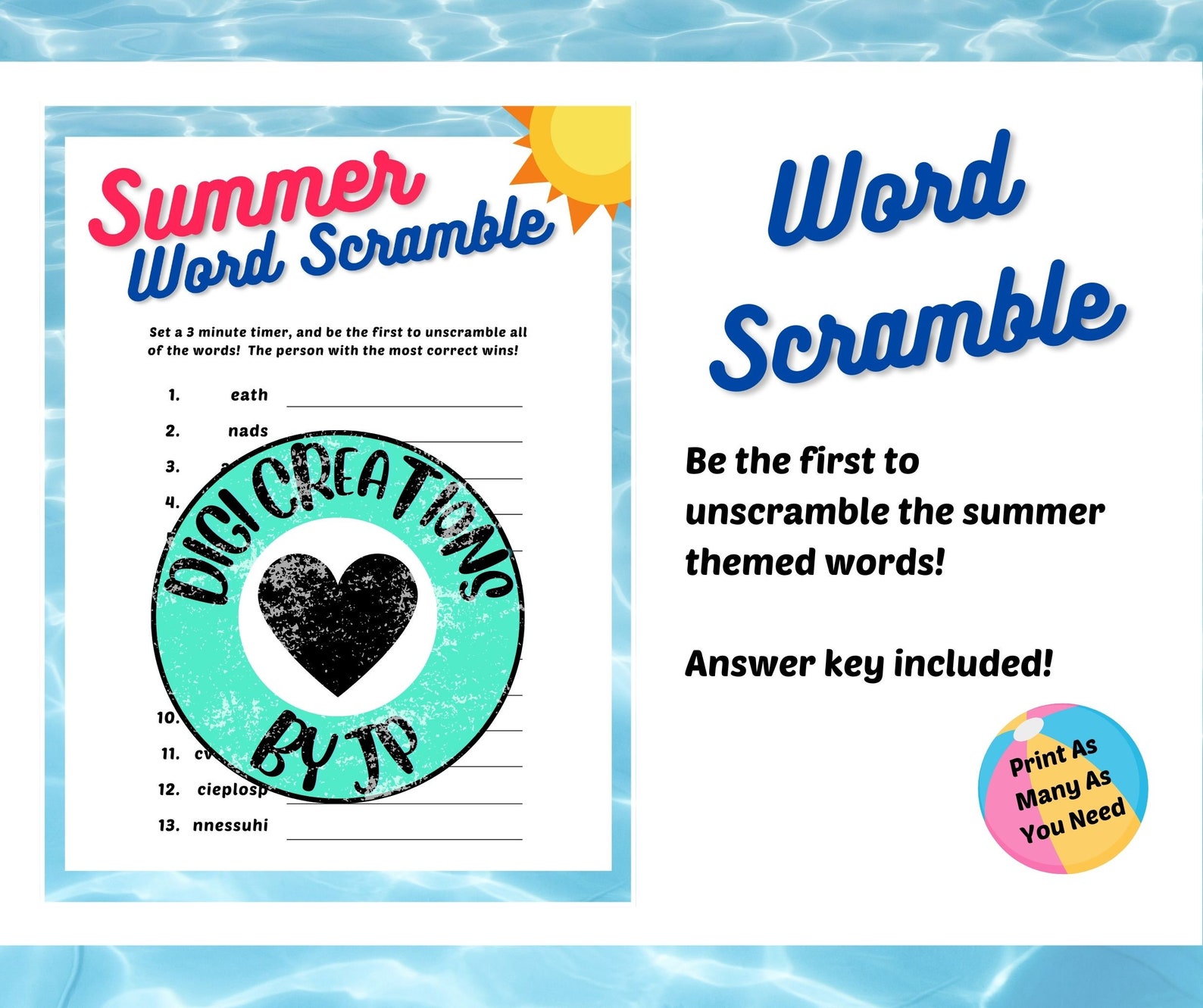 Summer Activity Bundle, Summer Activities, Summer Party Games, Summer ...