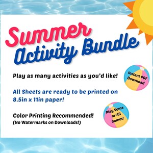 Summer Activity Bundle, Summer Activities, Summer Party Games, Summer ...