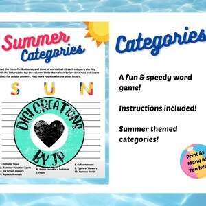 Summer Activity Bundle, Summer Activities, Summer Party Games, Summer ...