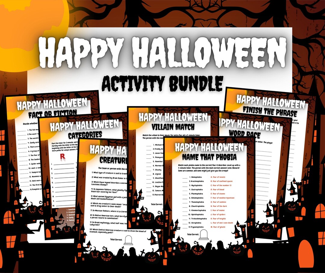 Halloween Activity Bundle Printable for Teens & Adults. Scary Fun ...
