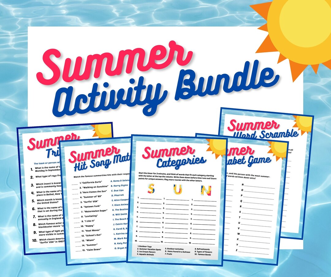 Summer Activity Bundle, Summer Activities, Summer Party Games, Summer ...