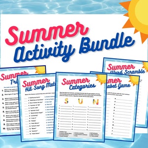 Summer Activity Bundle, Summer Activities, Summer Party Games, Summer ...