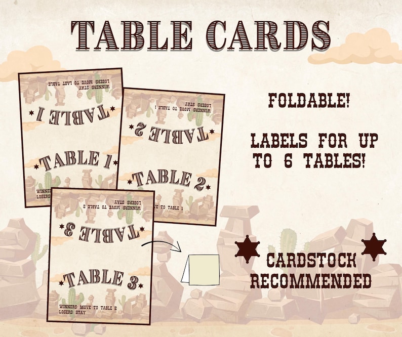 Western Cowboy Bunco Party Printables | Scorecard, Table Cards, Ghost ...