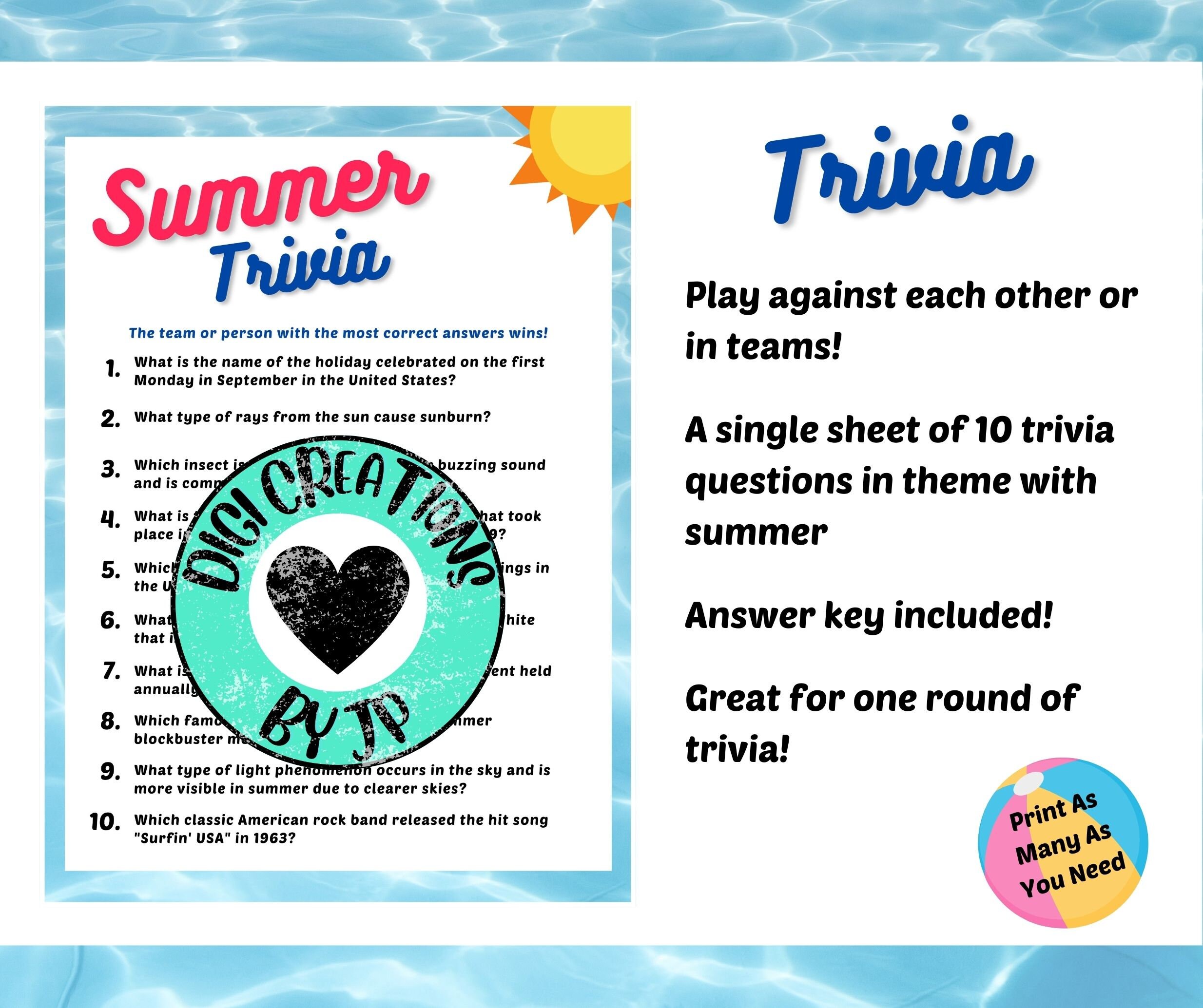 Summer Activity Bundle, Summer Activities, Summer Party Games, Summer ...