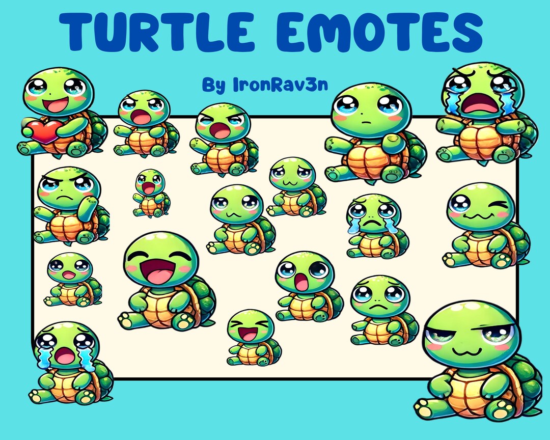Kawaii Turtle Emotes for Twitch Kick Discord Facebook Streaming - Etsy