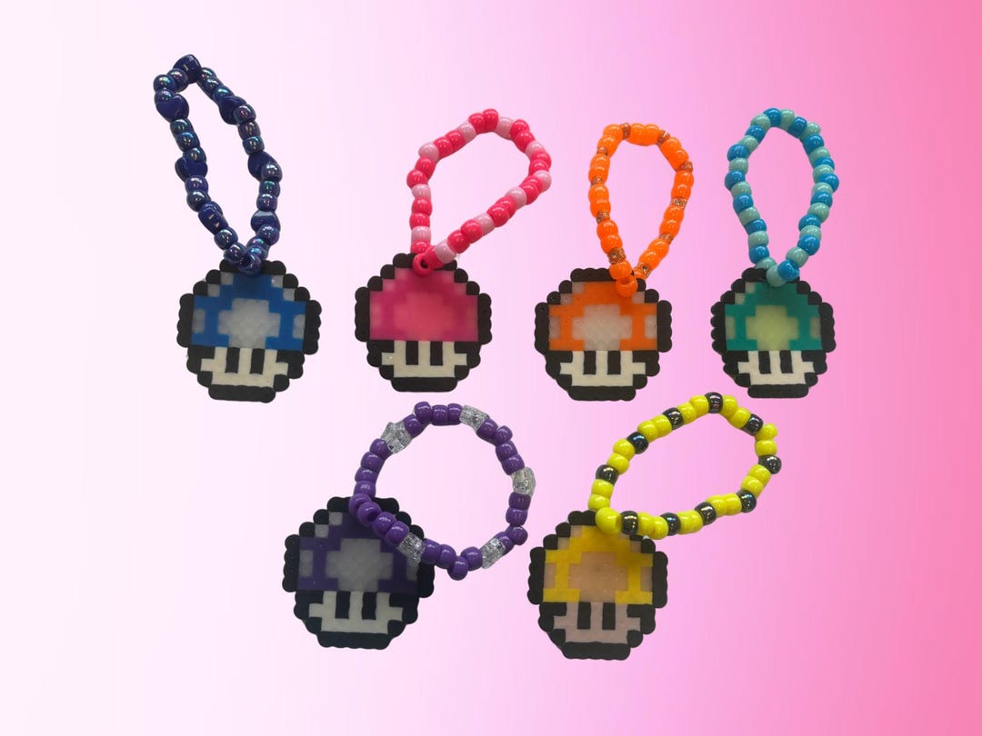 Random Mario Toad Kandi / Perler Bracelets / Rave Kandi / Festival ...