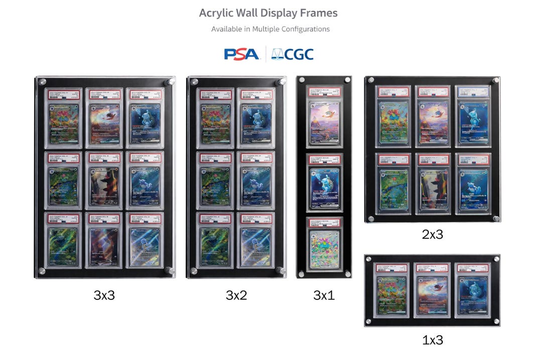 PSA/CGC Graded Card Premium Acrylic Display Case For: 9/6/3 Card ...