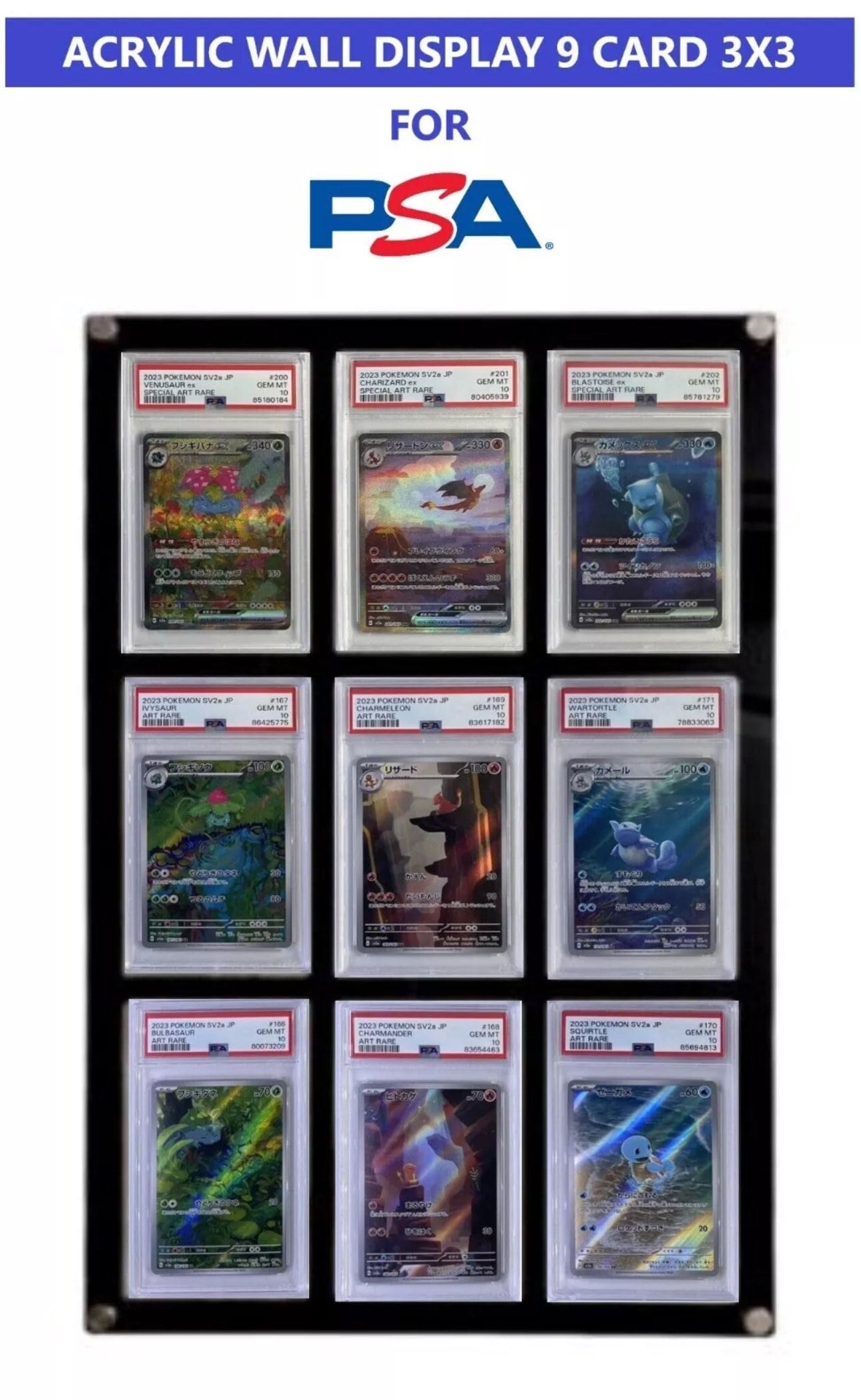 PSA/CGC Graded Card Premium Acrylic Display Case for : 9 Card Capacity ...