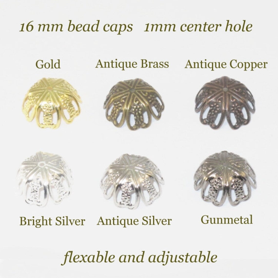 Large Bead Cap 16 Mm Size With a 1mm Hole Flexable Adjustable Bendable ...