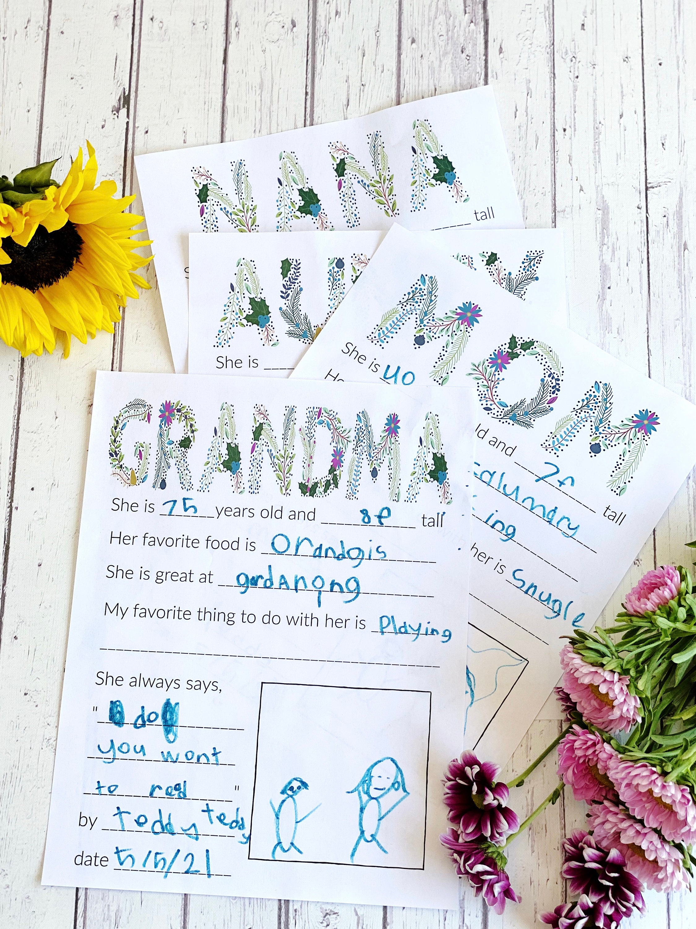Mother's Day Questionnaire - Mom - Grandma - Nana - Aunty - DIGITAL ...
