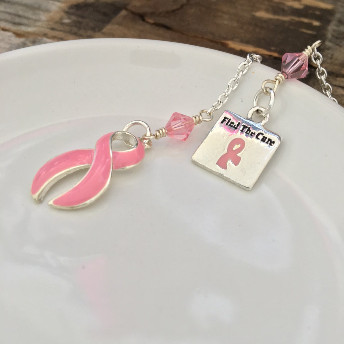 Breast Cancer Awareness Bookmark, Pink Ribbon, Crystal Charm, Survivor ...