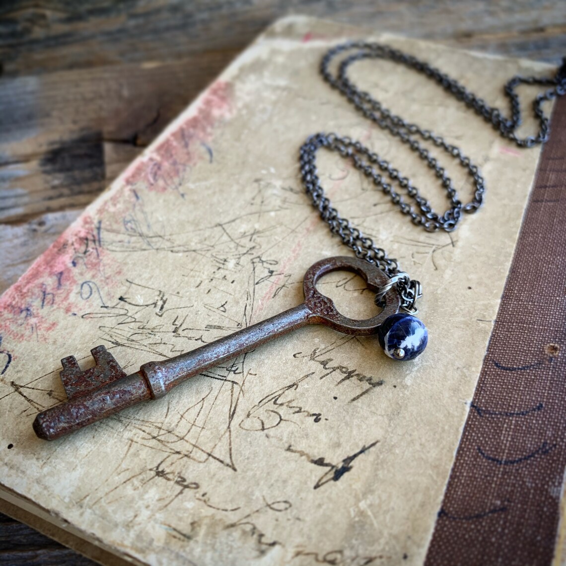 Genuine Rustic Skeleton Key necklace Rusty old key necklace | Etsy