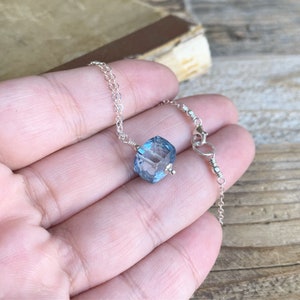 Mystic Ice Blue Quartz Gemstone Necklace, Gemstone Cube Pendant in ...