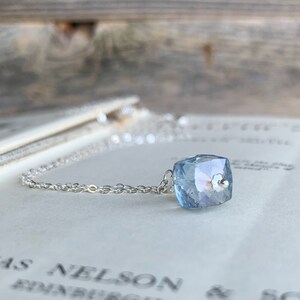 Mystic Ice Blue Quartz Gemstone Necklace, Gemstone Cube Pendant in ...